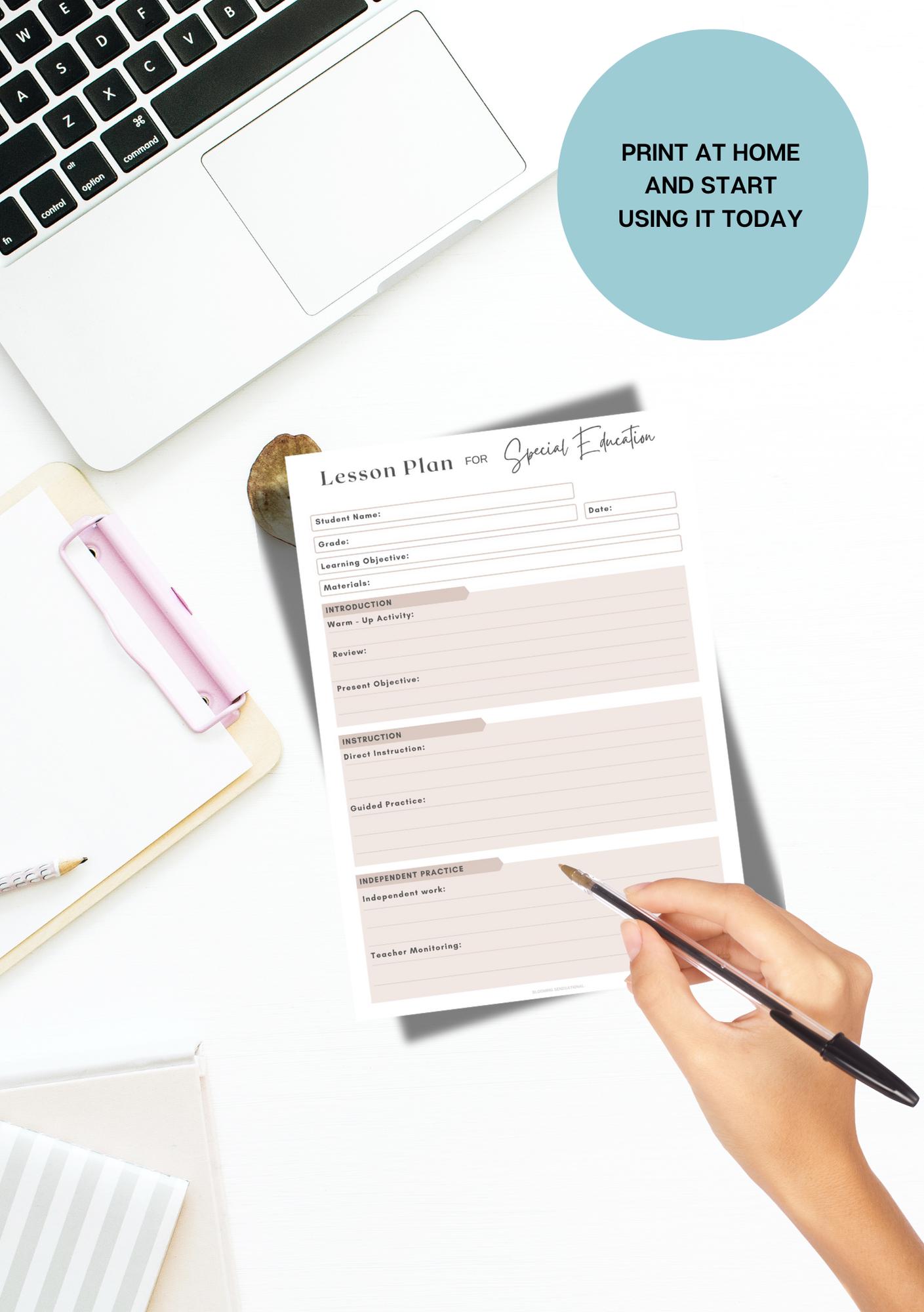 Special Education Lesson Plan Template - Etsy