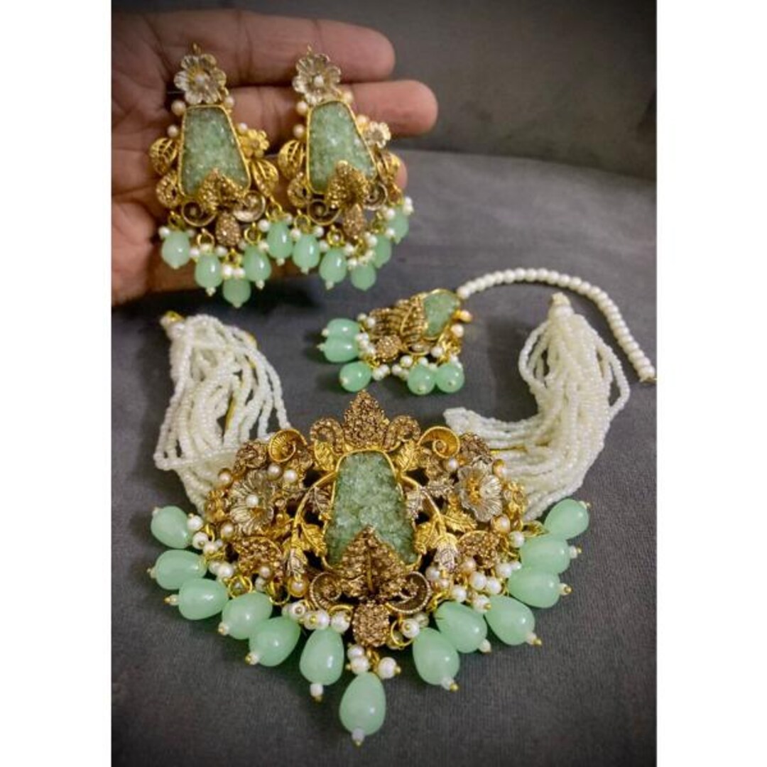 Pakistani Indian Bridal Wedding Jewelry Designer Turkish Choker Set ...