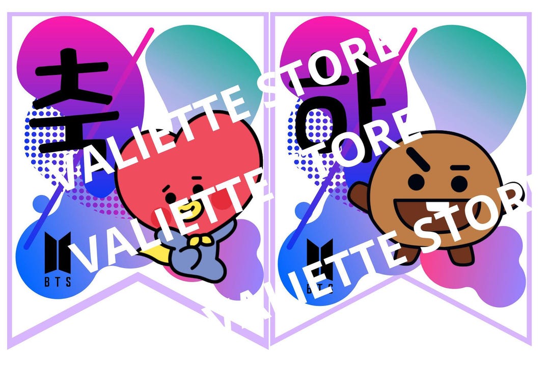 BTS Korean Birthday Banner BT21, Printable Kpop Birthday Decoration ...