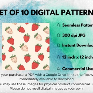 Strawberry Seamless Pattern Digital Papers Pack, Fruit Pattern, Digital ...