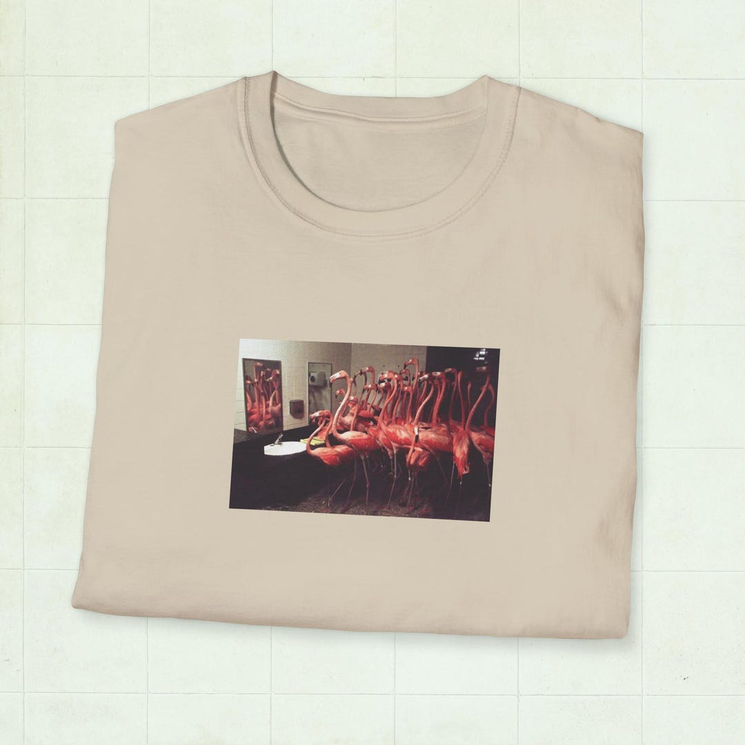 Liminal Space Bathroom Flamingos Shirt, Weirdcore Unique Gift Tee ...