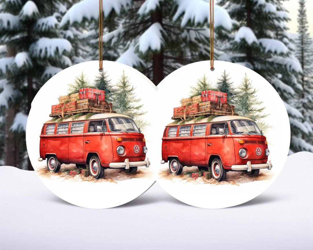 Red Van Vintage Christmas Ornament, Red Christmas Ornament, Red Van ...