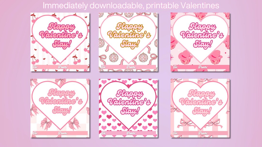 Preppy Valentine's Day Cards | Pink Slay Theme (digital Download) - Etsy