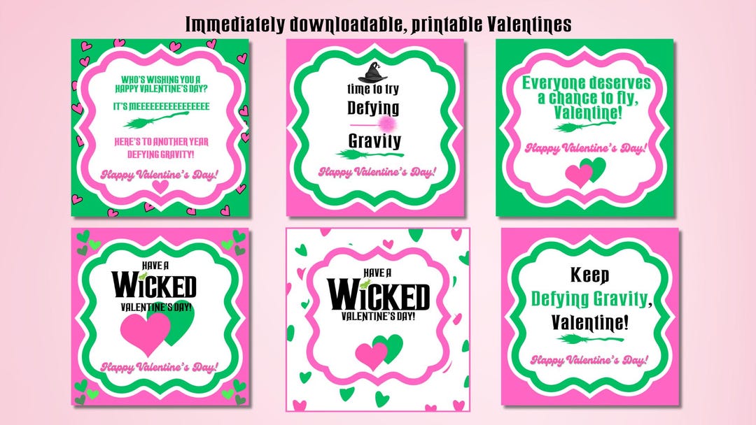 Wicked Valentines | Printable Classroom Valentines (digital Download ...