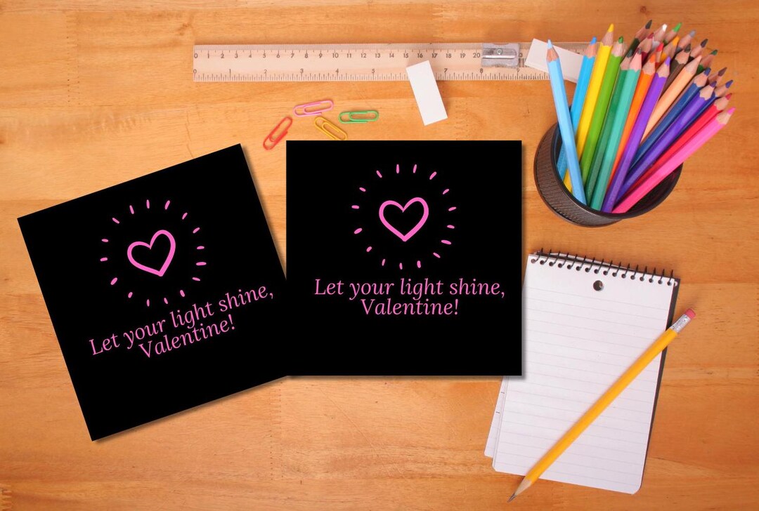 Printable Hot Pink Valentine Cards, Black Background (digital Download ...