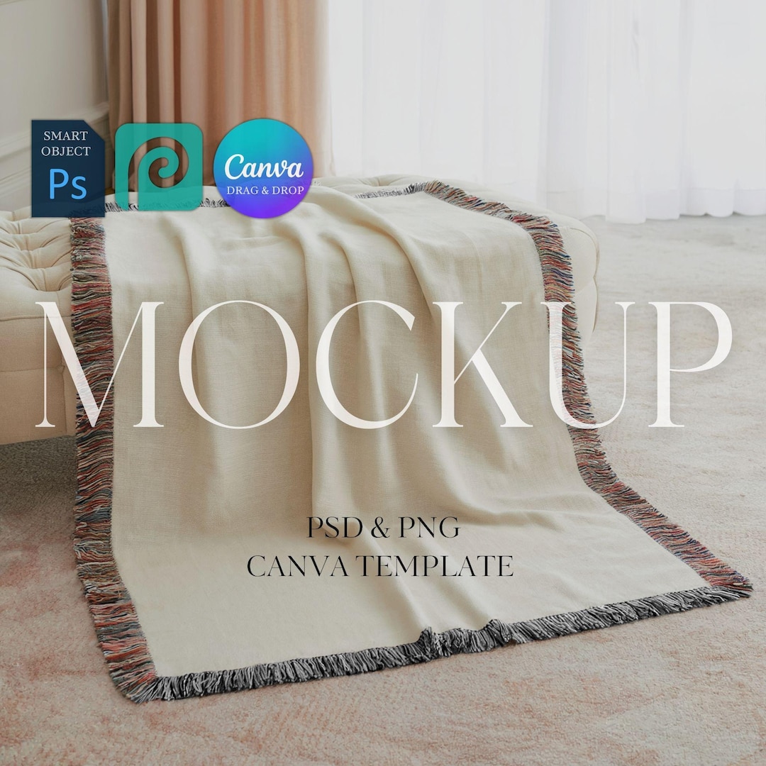 Woven Blanket Mockup for Baby Girl Nursery, Kids Woven Throw Blanket ...