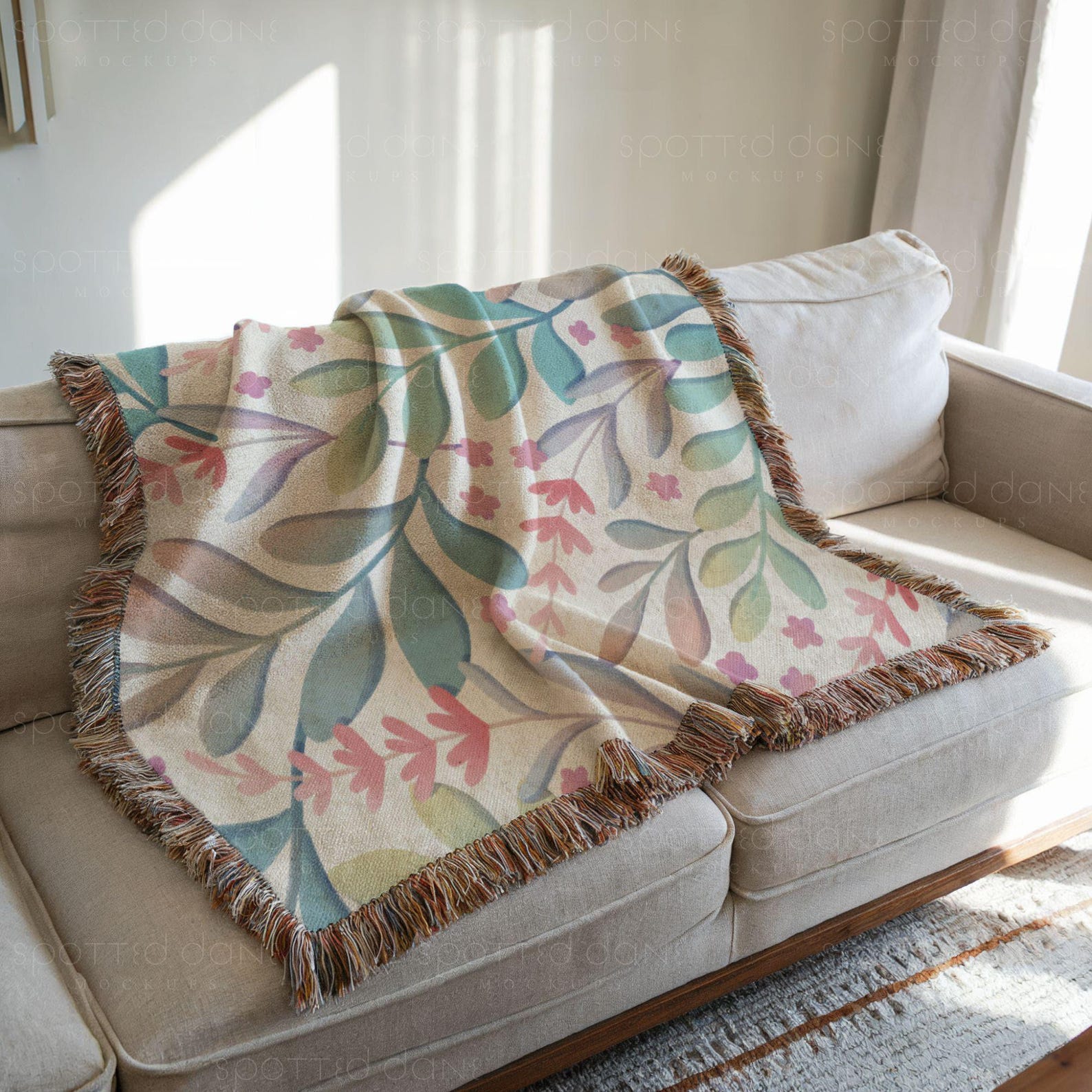 Woven Blanket Mockup, Woven Throw Blanket Mock Up, Print on Demand ...