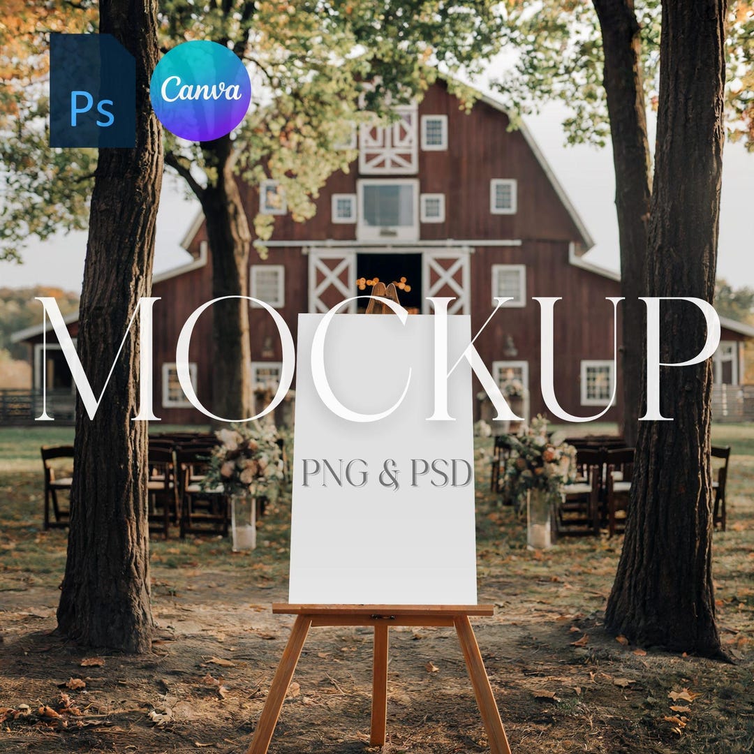 Fall Wedding Welcome Sign Mockup Rustic Barn Wedding Ceremony Sign Mock ...