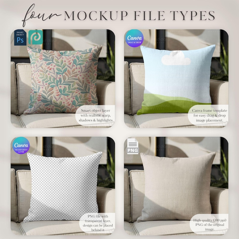 Woven Pillow Mockup Bundle 1, Throw Pillow Mock Up, Print on Demand ...