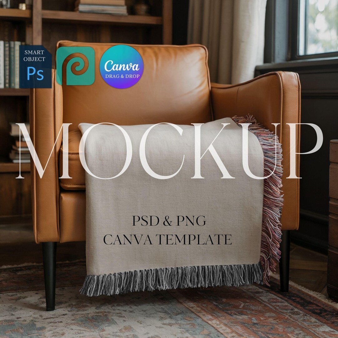 Woven Blanket Mockup, Print on Demand Woven Throw Blanket Mock Up ...