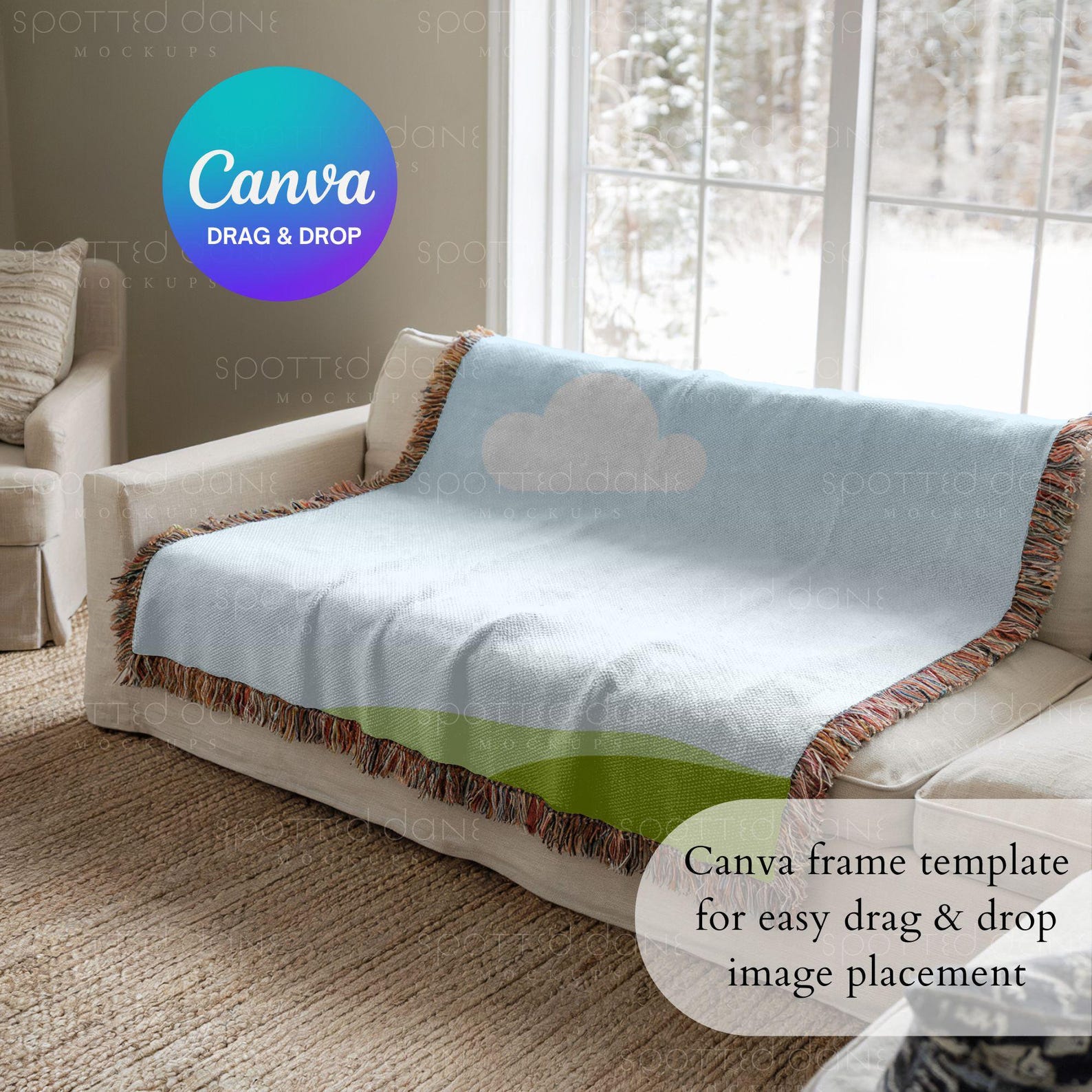 Woven Blanket Mockup, Woven Throw Blanket Mock Up, Print on Demand ...