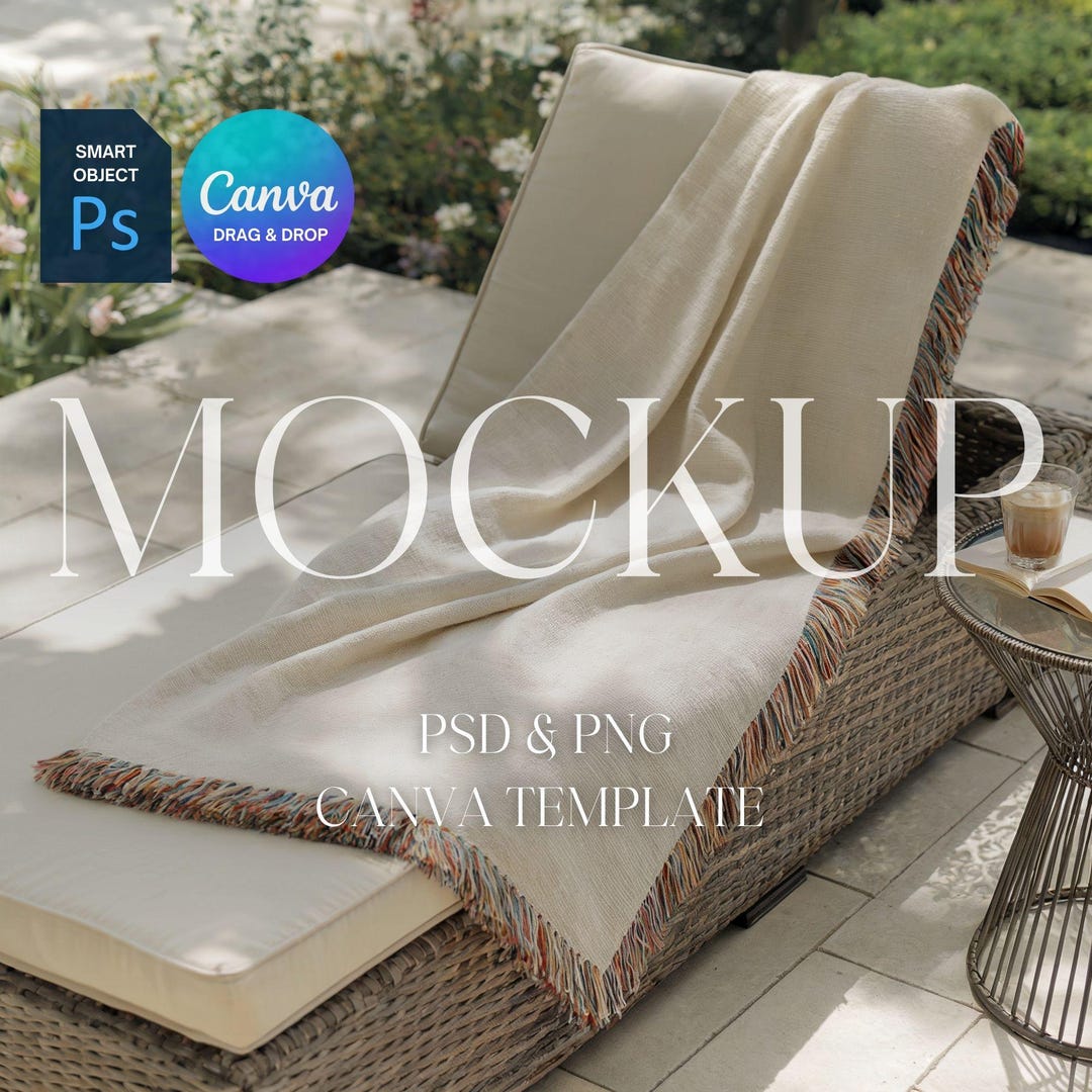 Woven Blanket Mockup, Woven Throw Blanket Mock Up, Print on Demand ...