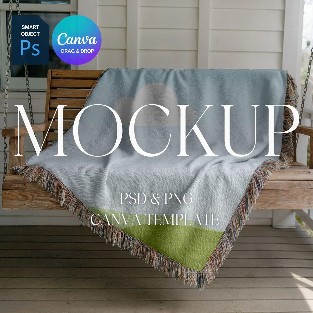 Woven Blanket Mockup, Woven Throw Blanket Mock Up, Print on Demand ...