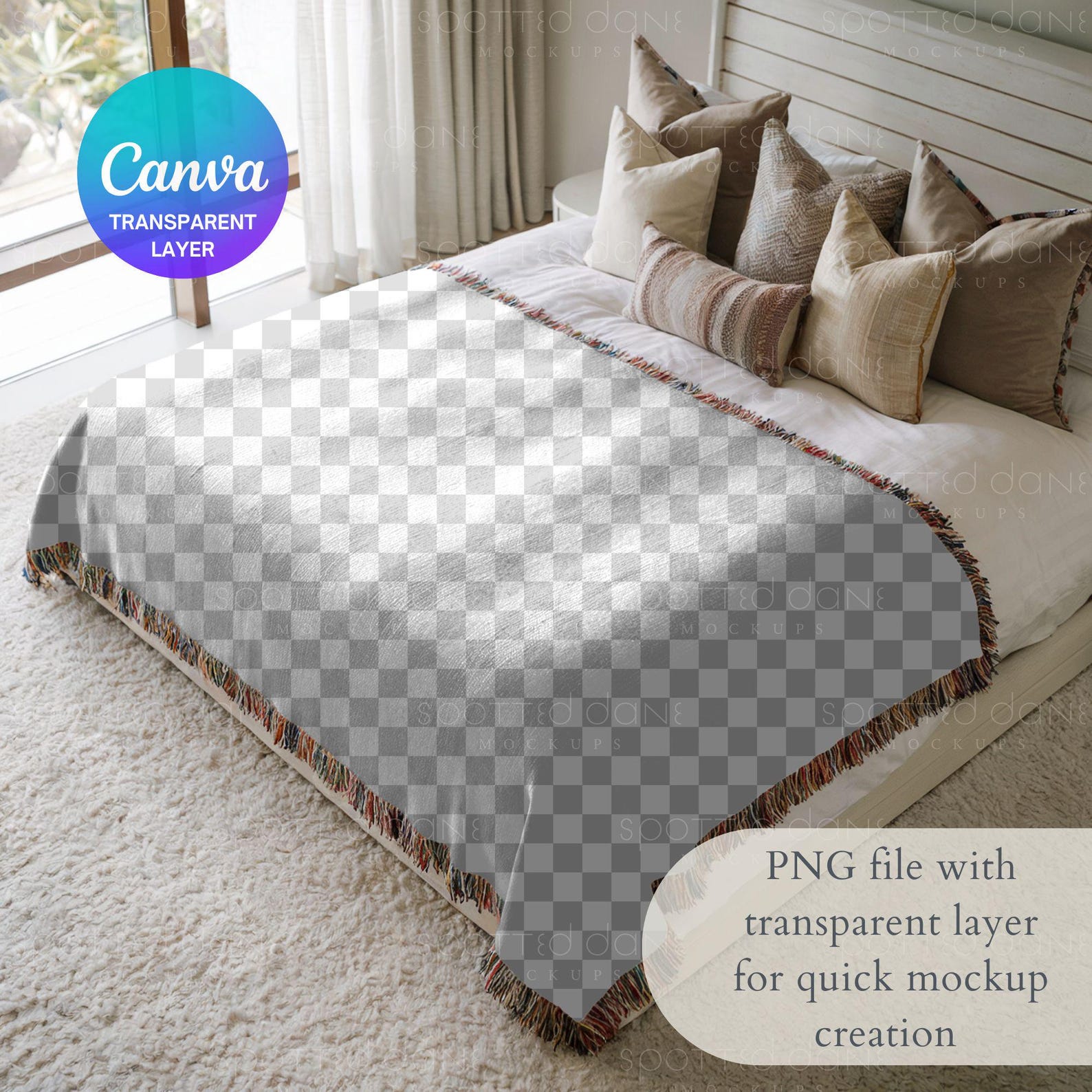 Woven Blanket Mockup, Woven Throw Blanket Mock Up, Print on Demand ...