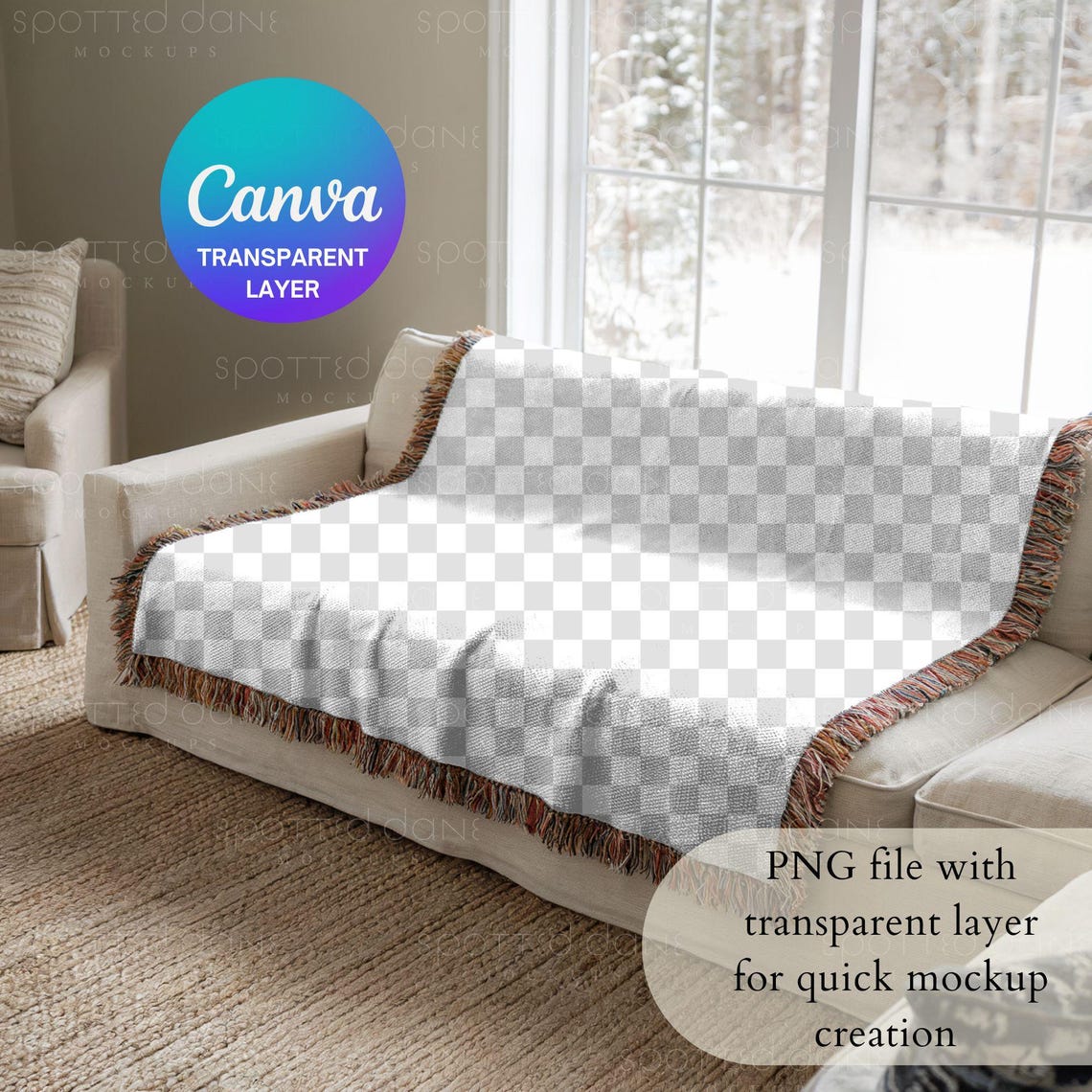 Woven Blanket Mockup, Woven Throw Blanket Mock Up, Print on Demand ...