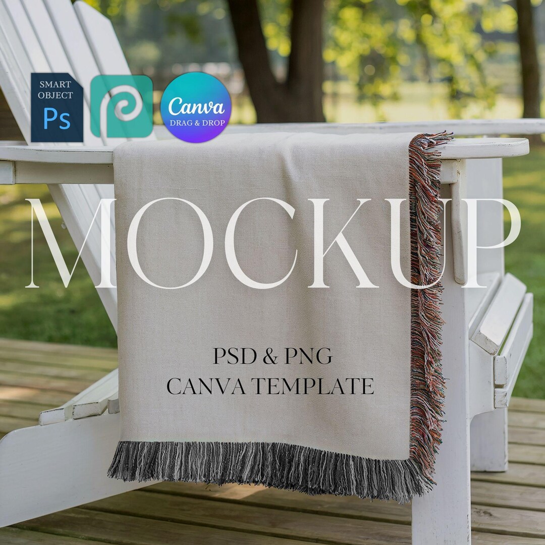 Woven Blanket Mockup, Print on Demand Woven Throw Blanket Mock Up ...