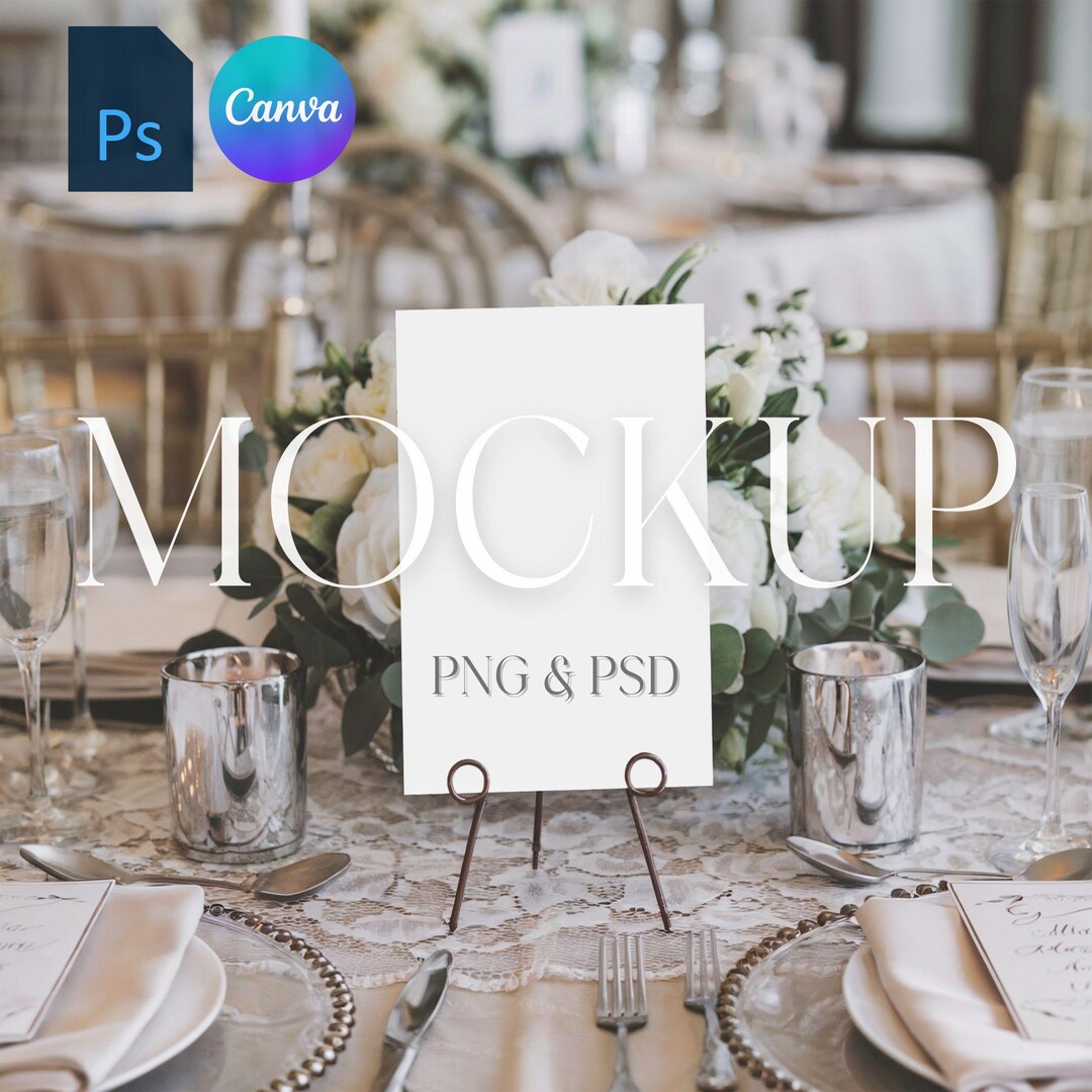 Wedding Table Number Mockup, Reception Table Sign Mock Up, Vertical ...
