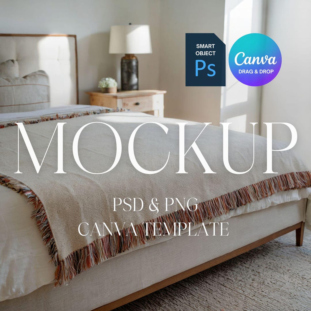 Woven Blanket Mockup, Woven Throw Blanket Mock Up, Print on Demand ...