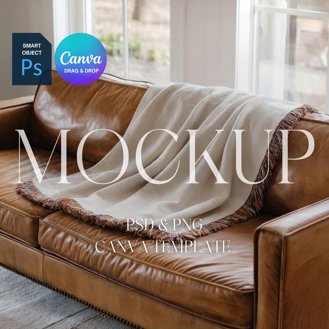 Woven Blanket Mockup, Woven Throw Blanket Mock Up, Print on Demand ...