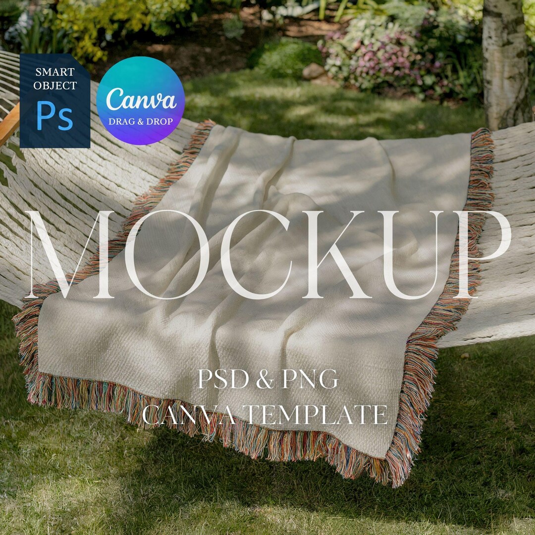 Woven Blanket Mockup, Woven Throw Blanket Mock Up, Print on Demand ...