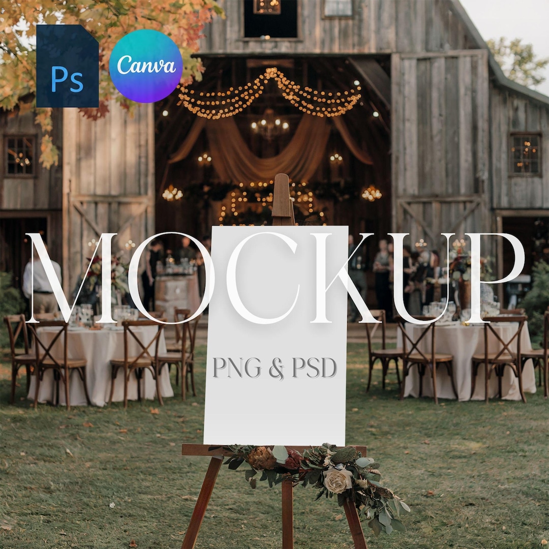 Fall Wedding Welcome Sign Mockup Rustic Barn Wedding Reception Sign ...