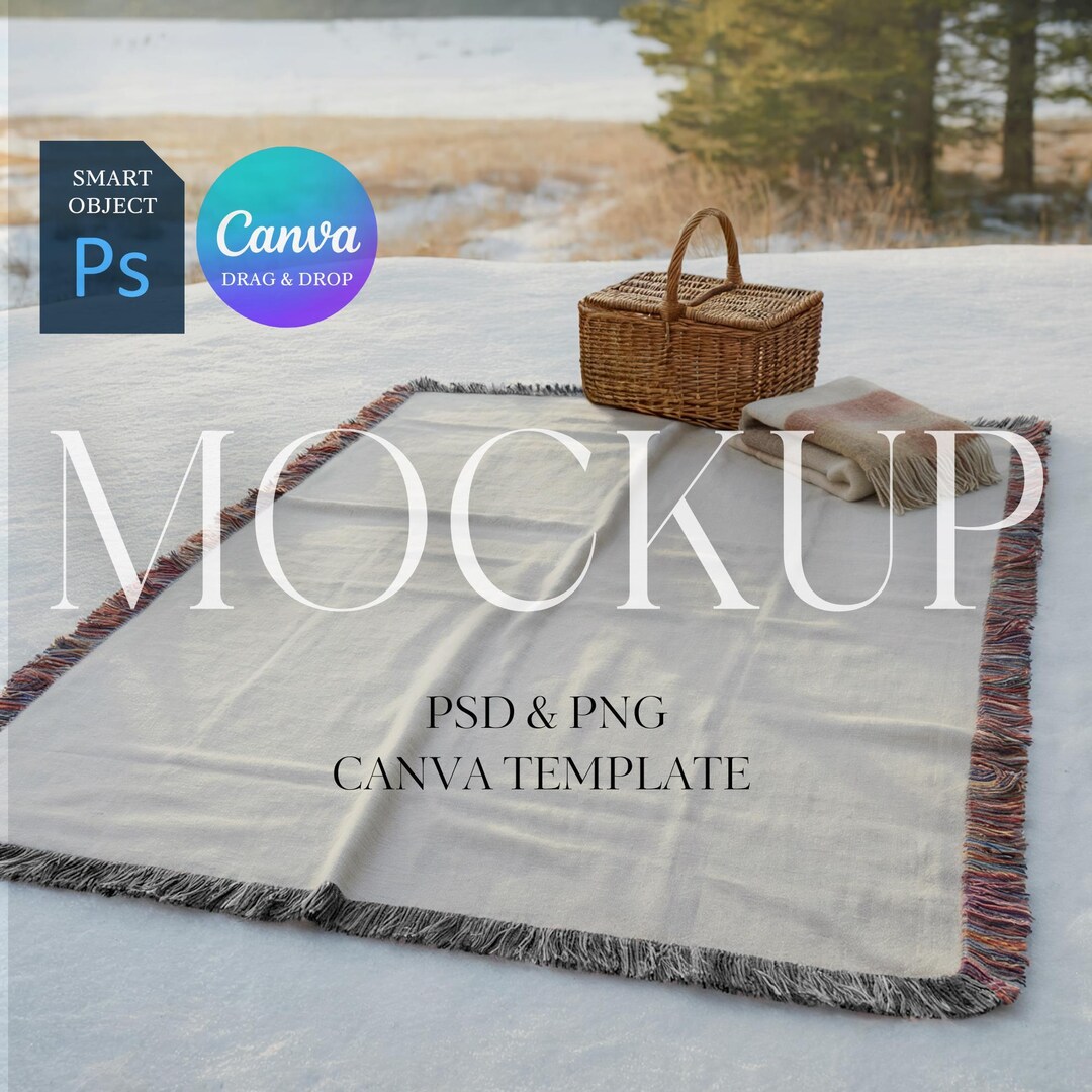 Winter Woven Blanket Mockup, Holiday Woven Throw Blanket Mock up With ...