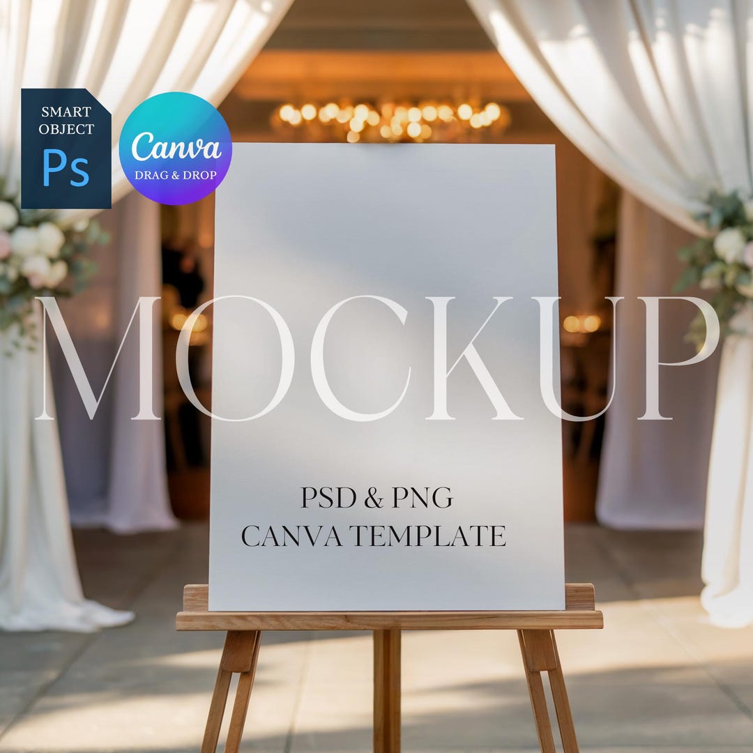 Welcome Sign Mockup, Vertical Wedding Sign Mock Up, Easel Sign Mockup ...