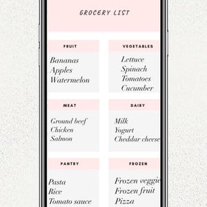 Grocery List Printable & Phone Template, Grocery Planner, Food Shopping ...