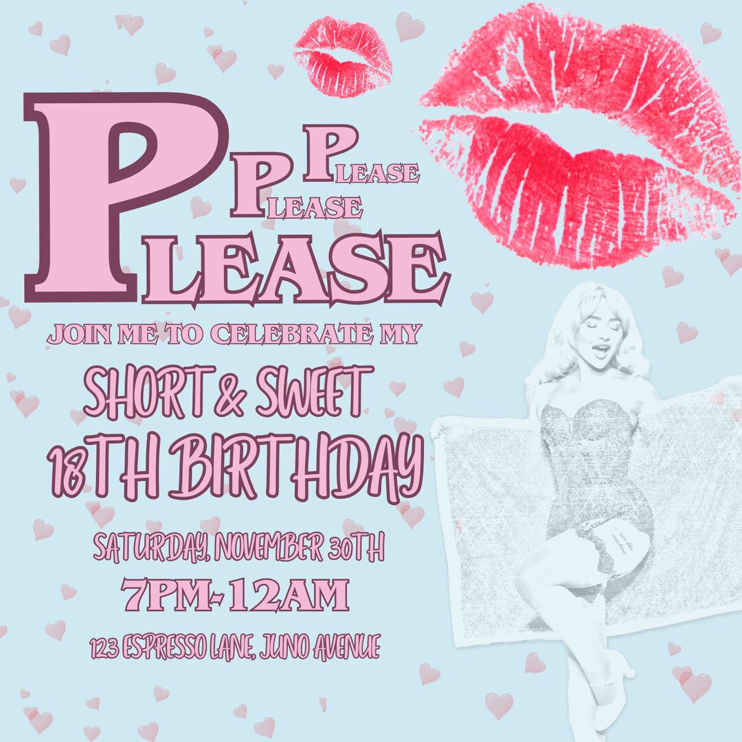 Sabrina Carpenter Birthday Invitation Template: Editable Party Invite ...