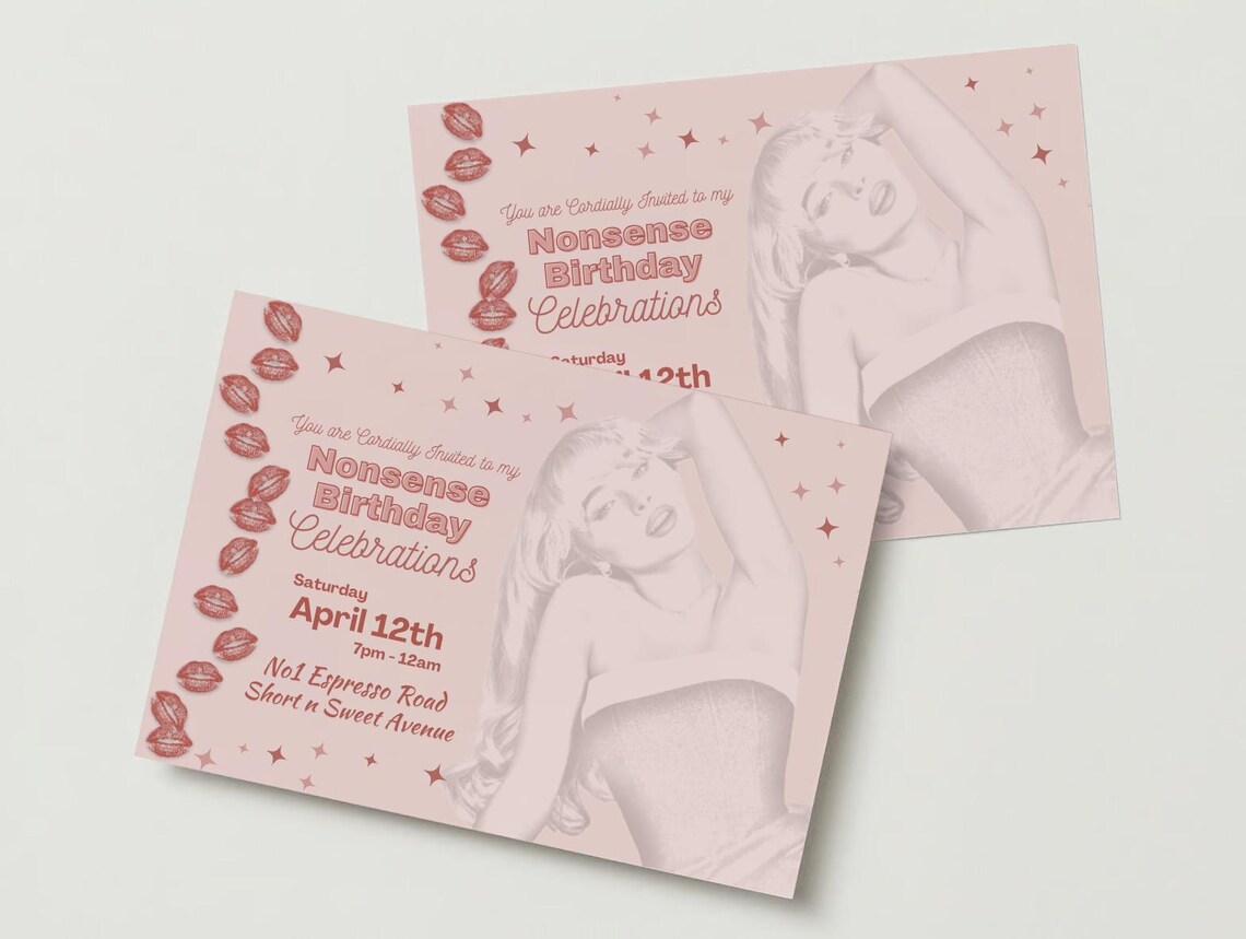 Sabrina Carpenter Inspired Birthday Invitation Template, Birthday ...