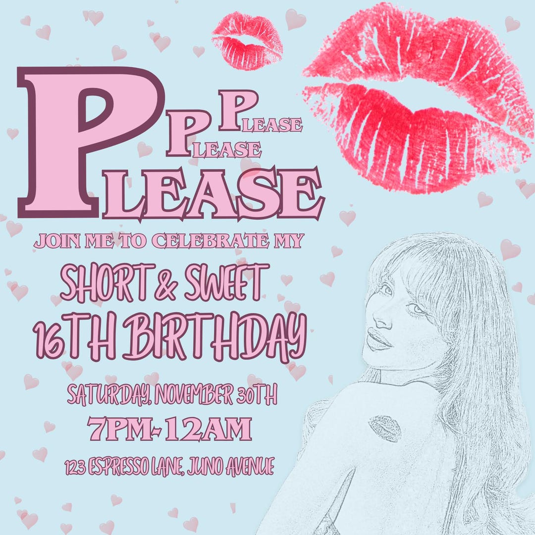 Sabrina Carpenter Birthday Invitation Template (digital Download) - Etsy