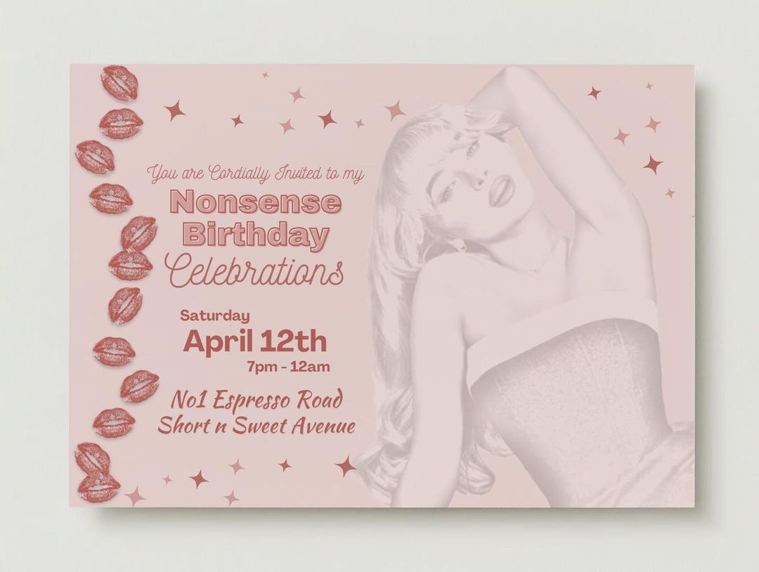 Sabrina Carpenter Inspired Birthday Invitation Template, Birthday ...