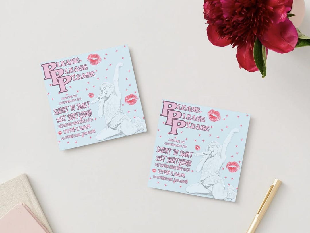 Sabrina Carpenter Inspired Birthday Invitation Template, Birthday ...