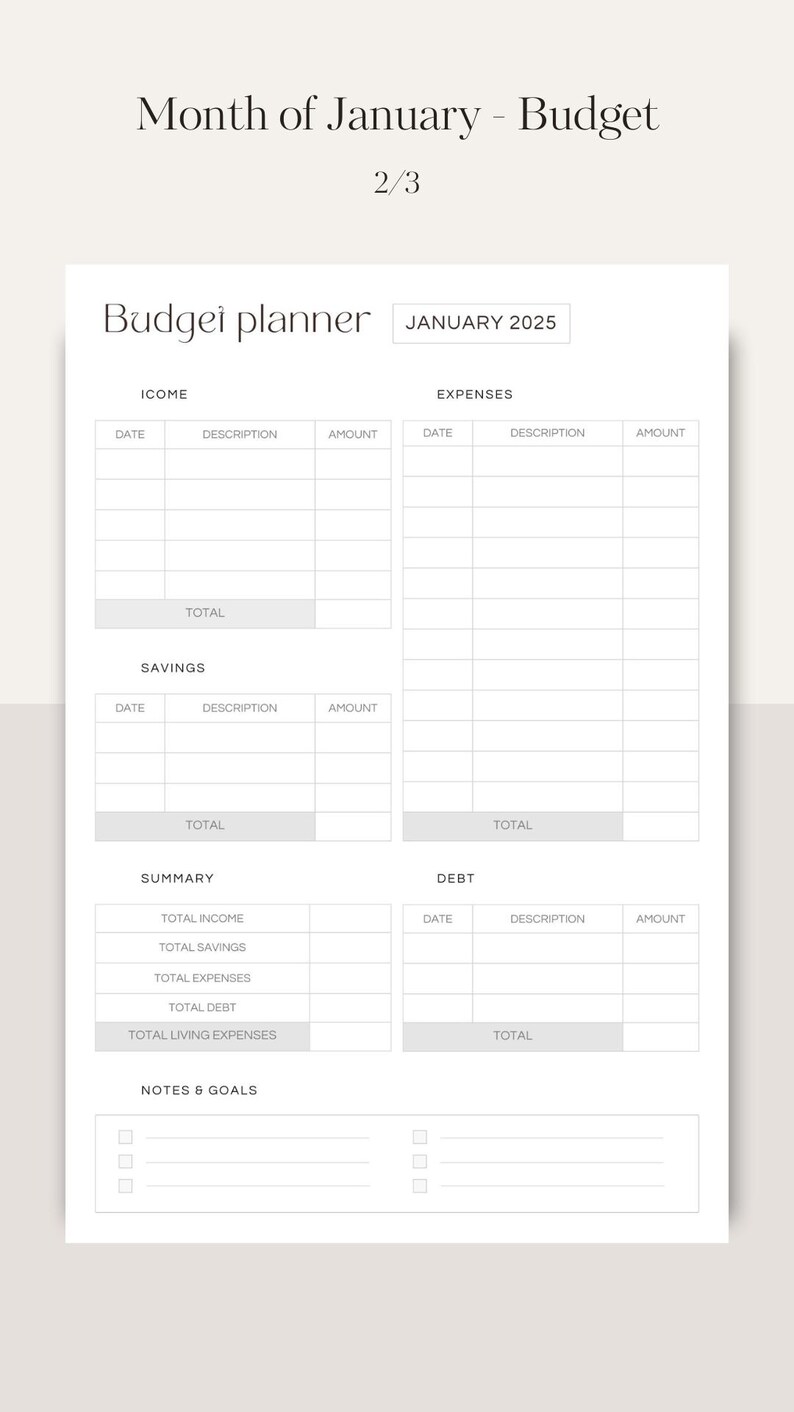 2025 Monthly Planner | Minimalist Calendar | Budget Tracker & Monthly ...