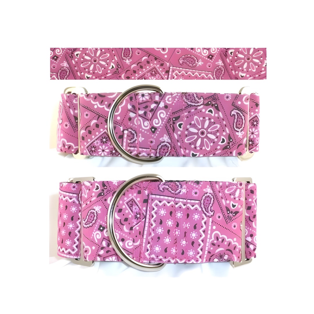 Bandana Pink Greyhound Martingale Dog Collar - 1", 1.5", 2", Buckle ...