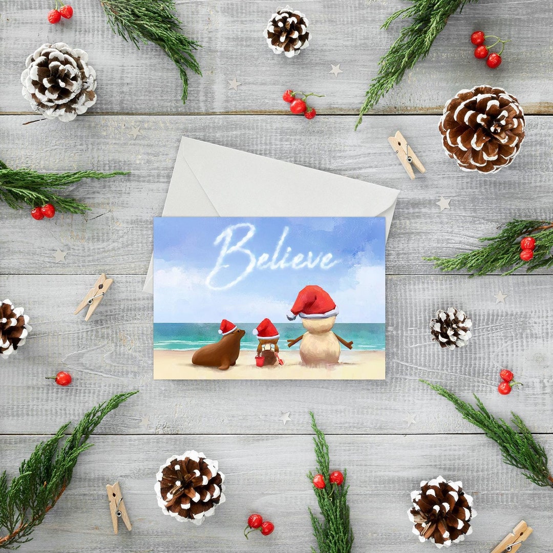 Believe Christmas Card - Etsy