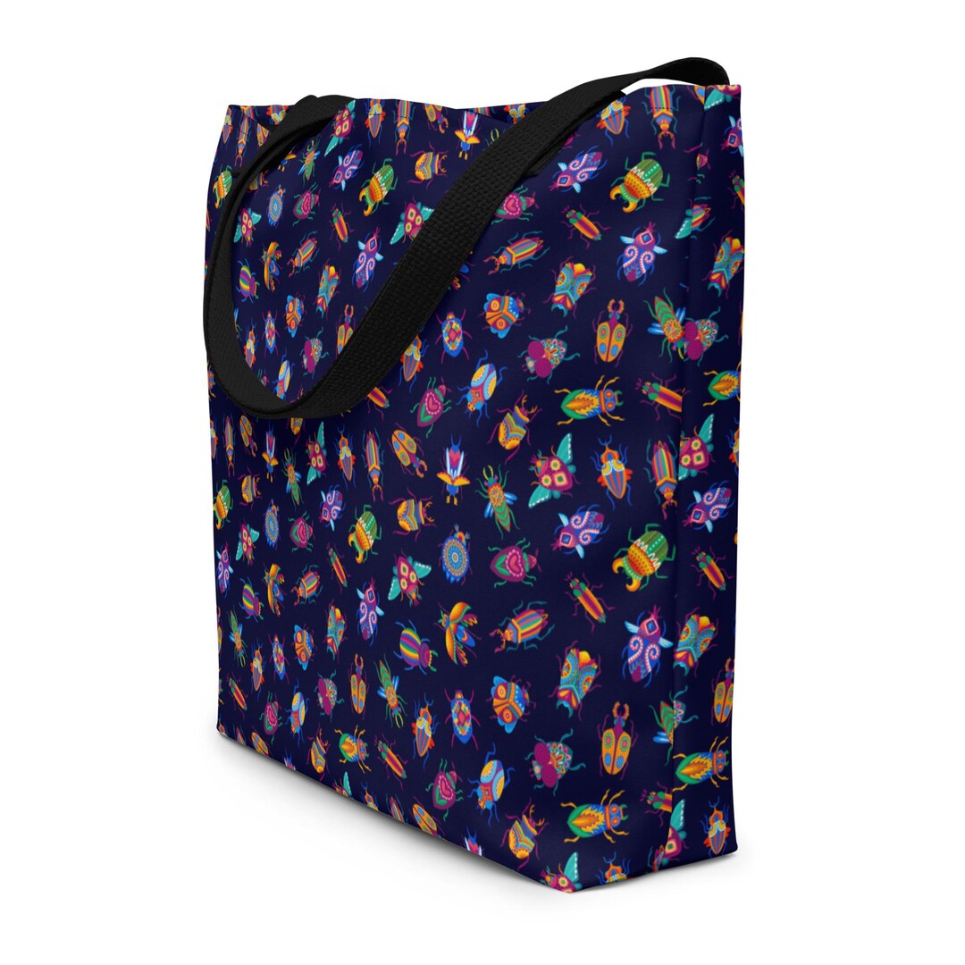 Rainbow Beetles Insect Print Large Tote Bag, Market Grocery Tote Bag ...