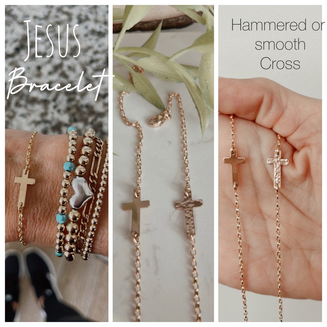 Cross Bracelet, Gold Cross Bracelet, Jesus Bracelet, Christian - Etsy