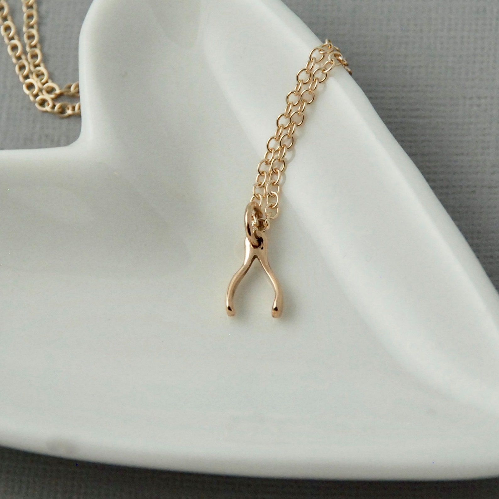 Tiny Gold Wishbone Necklace / Gold Wish Necklace / Gold Fill | Etsy