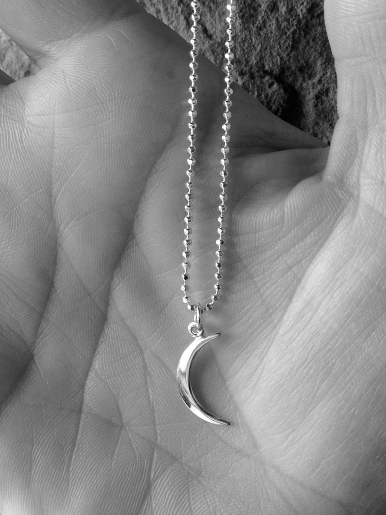 Sterling Silver Crescent Moon Necklace - Etsy