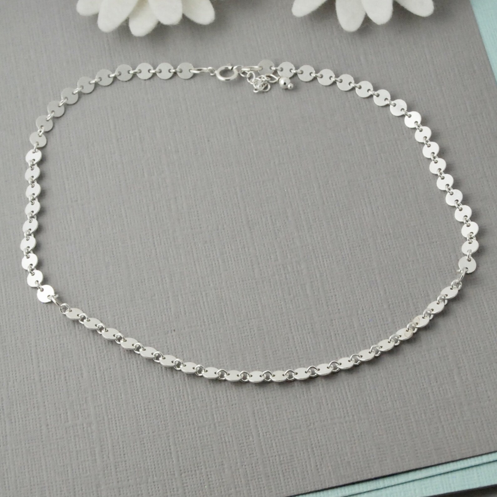 Sterling Silver Choker Necklace / Sterling Silver Dot Choker / - Etsy