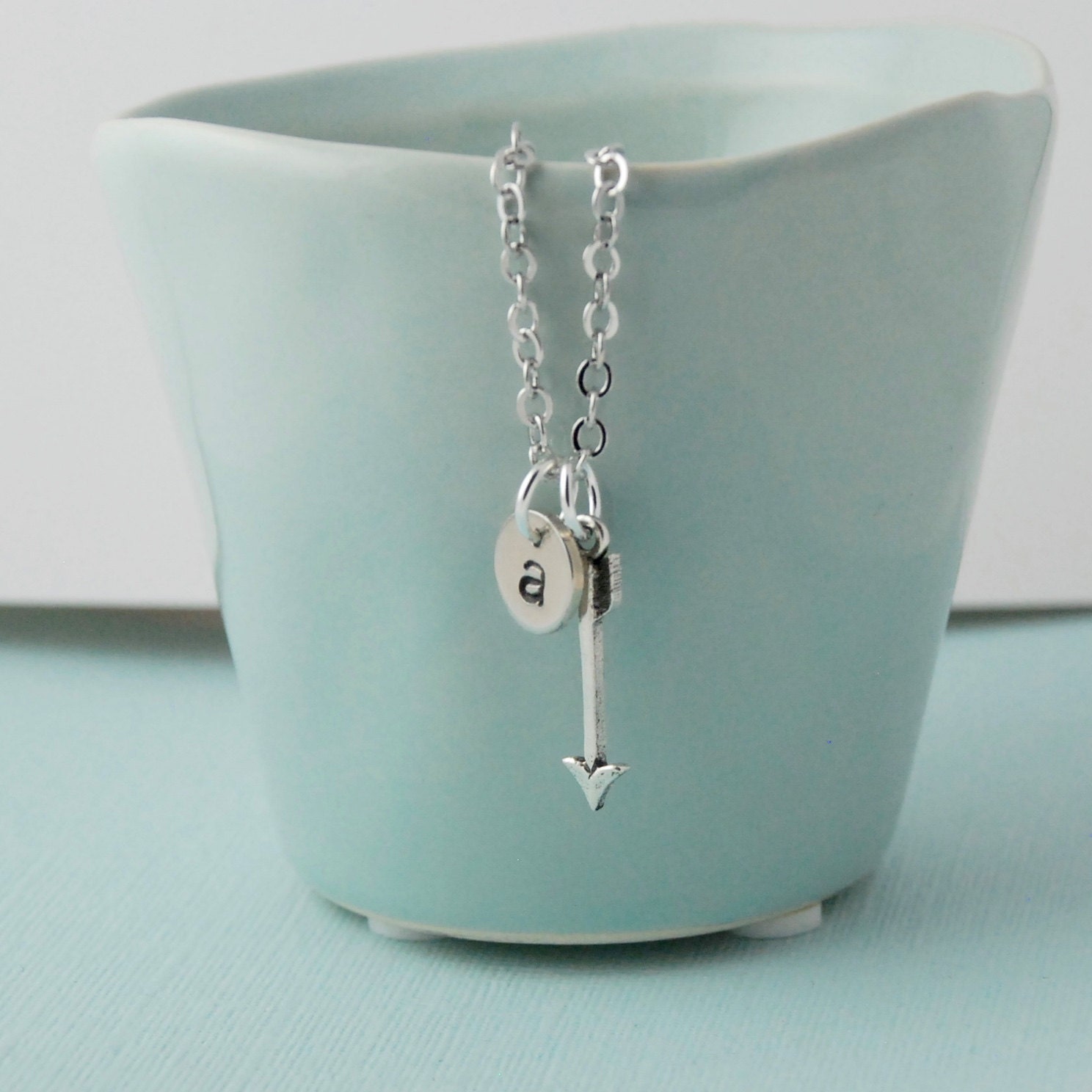 Arrow Necklace Personalized Arrow necklace Initial necklace | Etsy