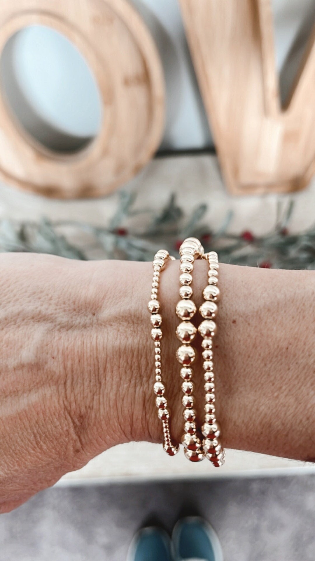 Gold Stacking Bracelets / Layering Bracelets / Gold Stretch Bracelets ...