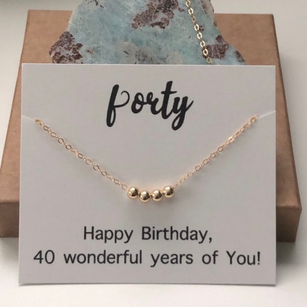 14k Gold 40th Birthday Necklace - Etsy