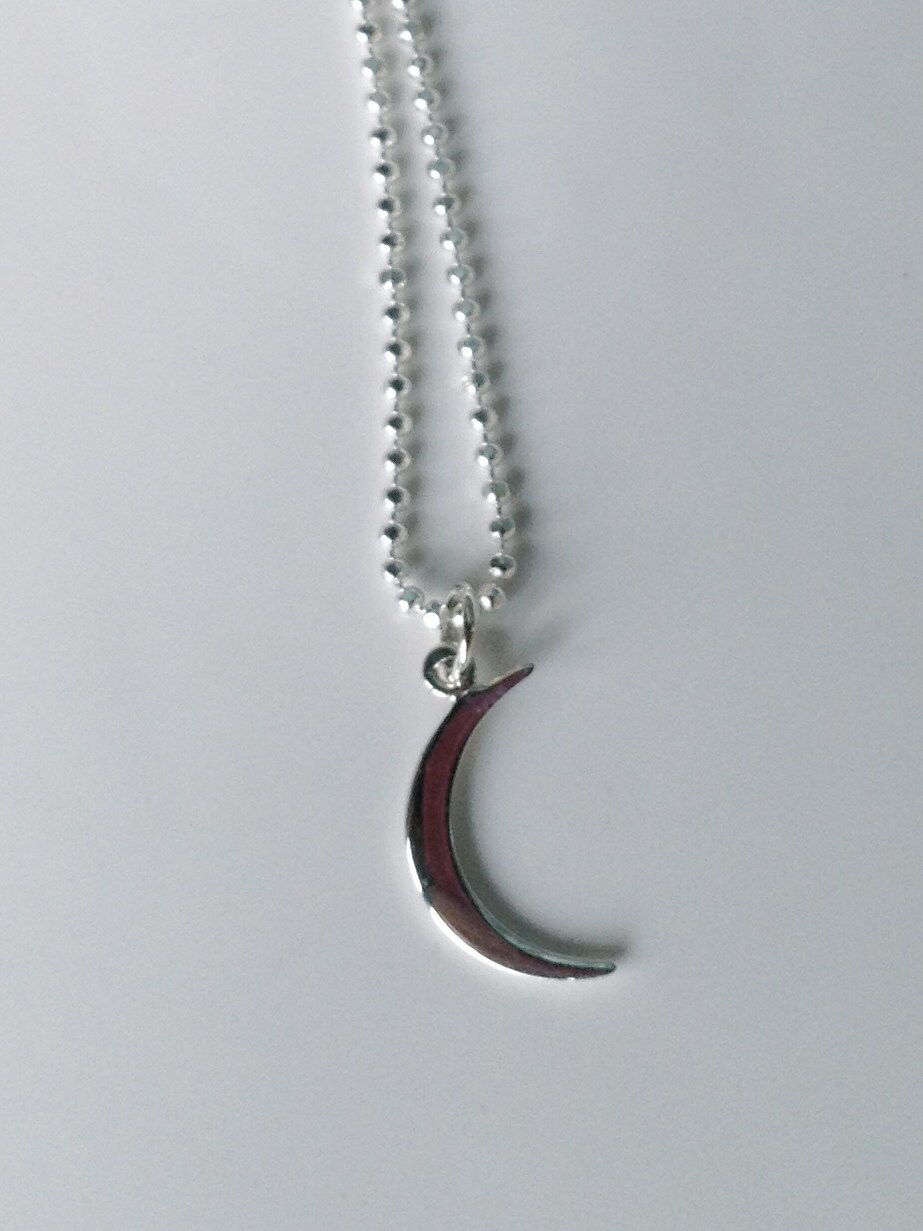 Sterling silver crescent moon necklace | Etsy