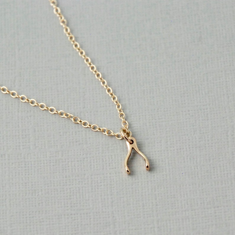 Tiny Gold Wishbone Necklace / Gold Wish Necklace / Gold Fill - Etsy