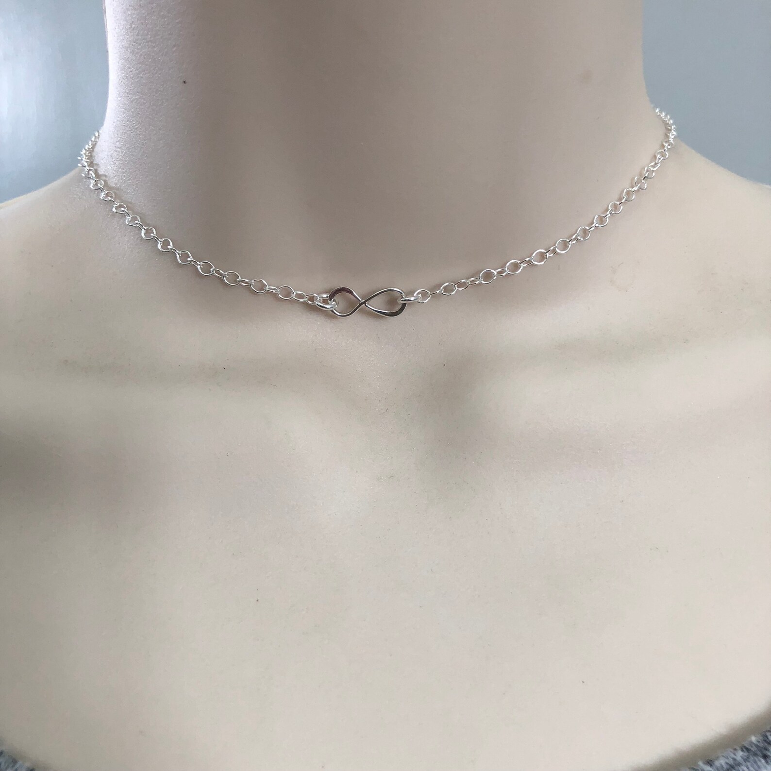 Infinity Choker Necklace / Sterling Silver Choker Necklace - Etsy