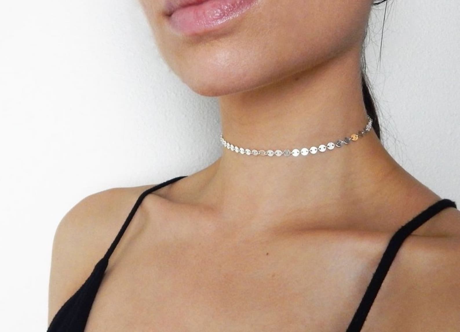 Sterling Silver Choker Necklace / Sterling Silver Dot Choker / - Etsy