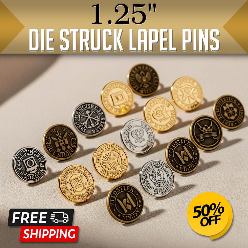 Custom Metal Lapel Pins: Personalized Die Struck Badges, Logo Emblems ...