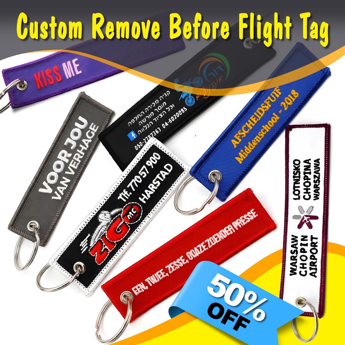 Custom Embroidered Key Chain | Remove Before Flight Custom Tag | Key ...